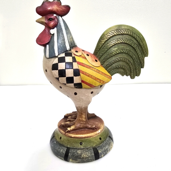 Accents | Vintage Folk Art Rooster 9 Figurine Handpainted Wood ...